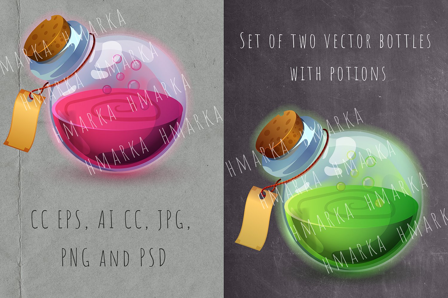 Two magic bottles. Vector (877154)