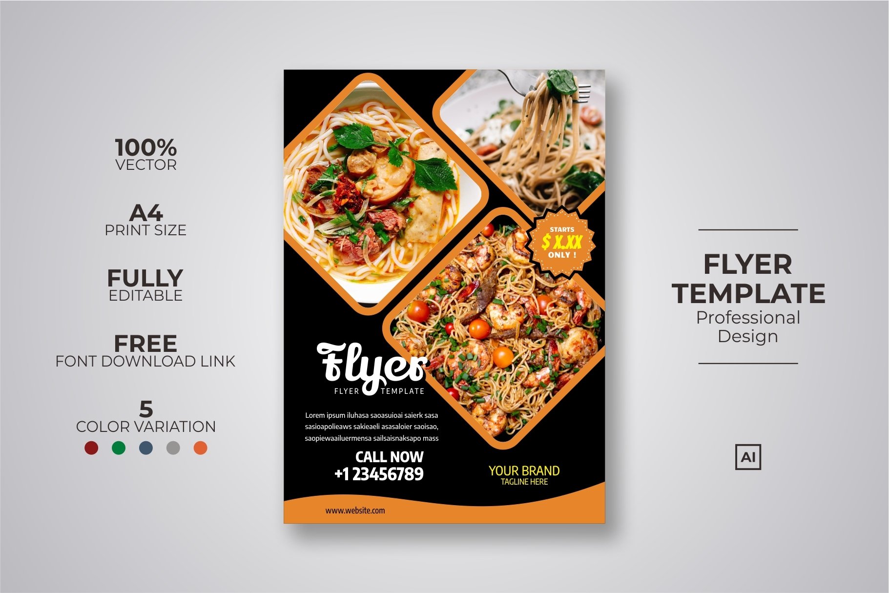 Restaurant Flyer Template Bundle V02