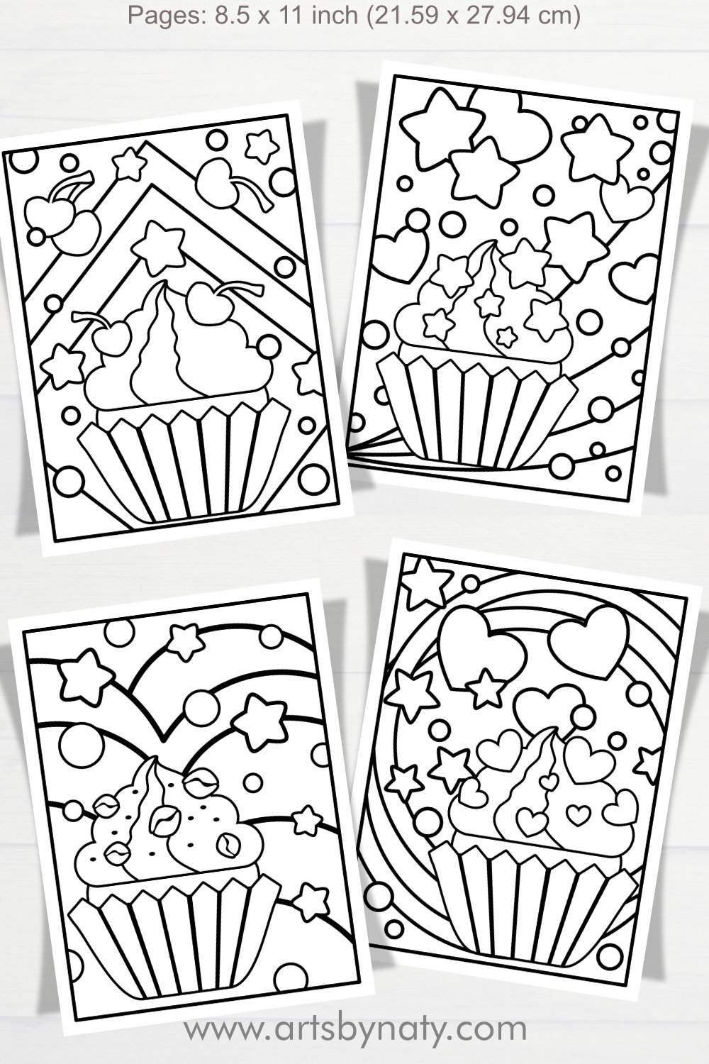 Coloring pages for kids cupcake party.