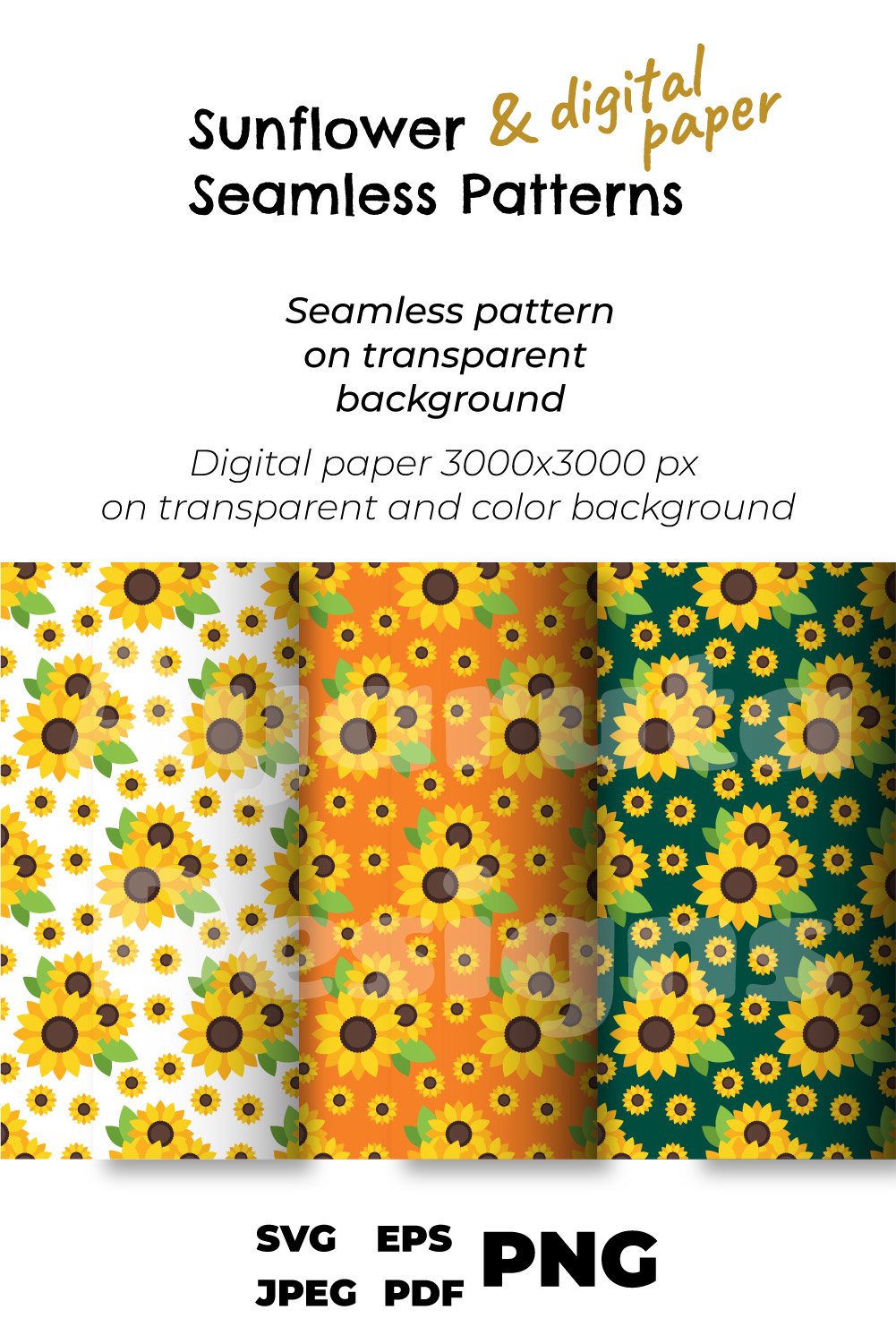 SUNFLOWER Seamless patterns and Digital paper SVG (667337)