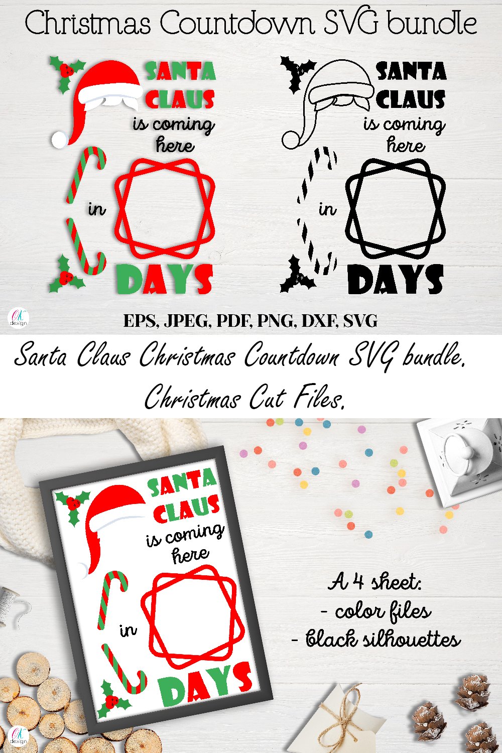Santa Claus Christmas Countdown SVG bundle.