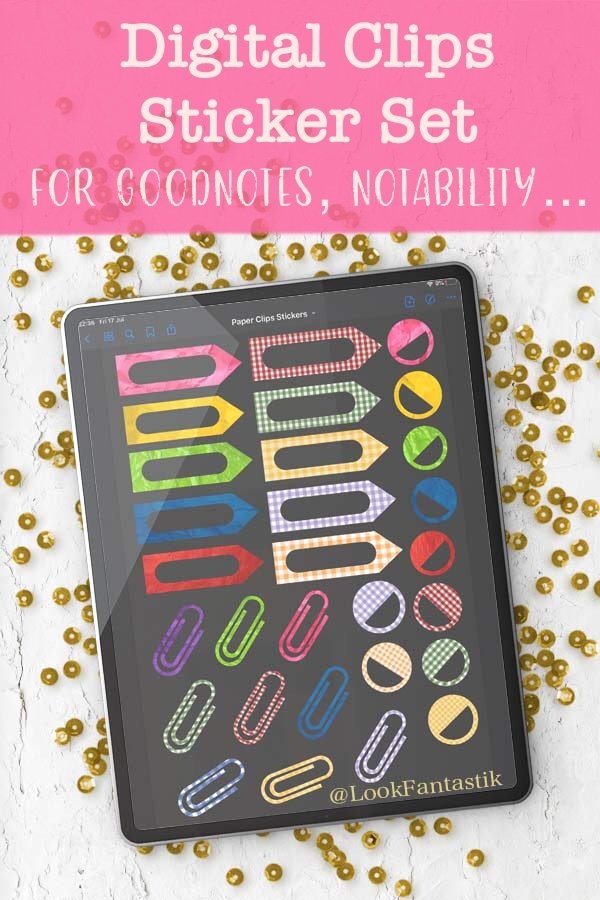 Paper Clips Digital Sticker Set For GoodNotes (1139419)