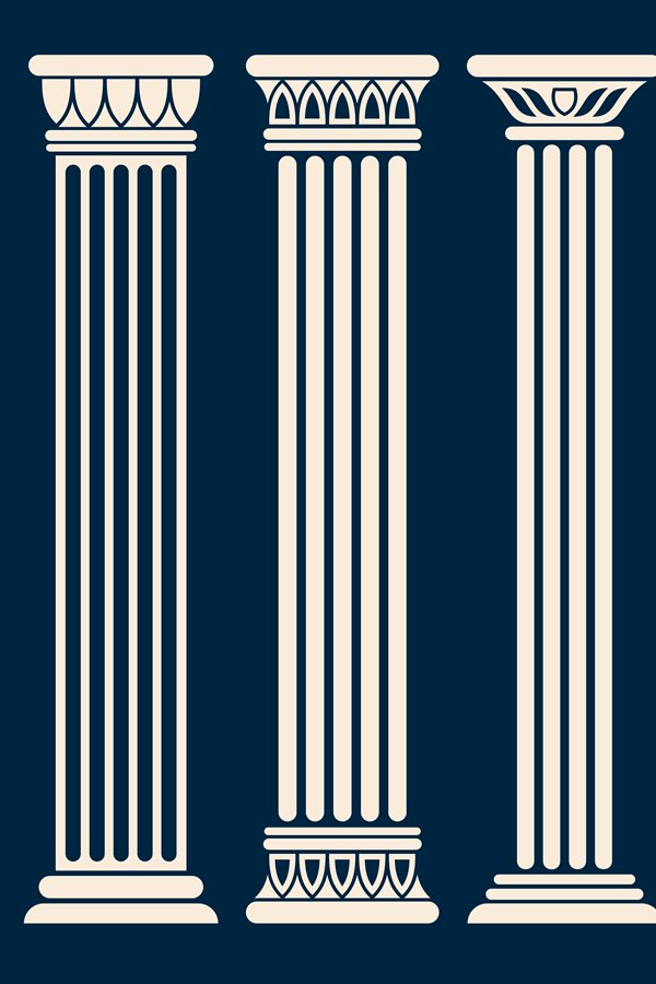 Classic roman, greek architecture columns vector set