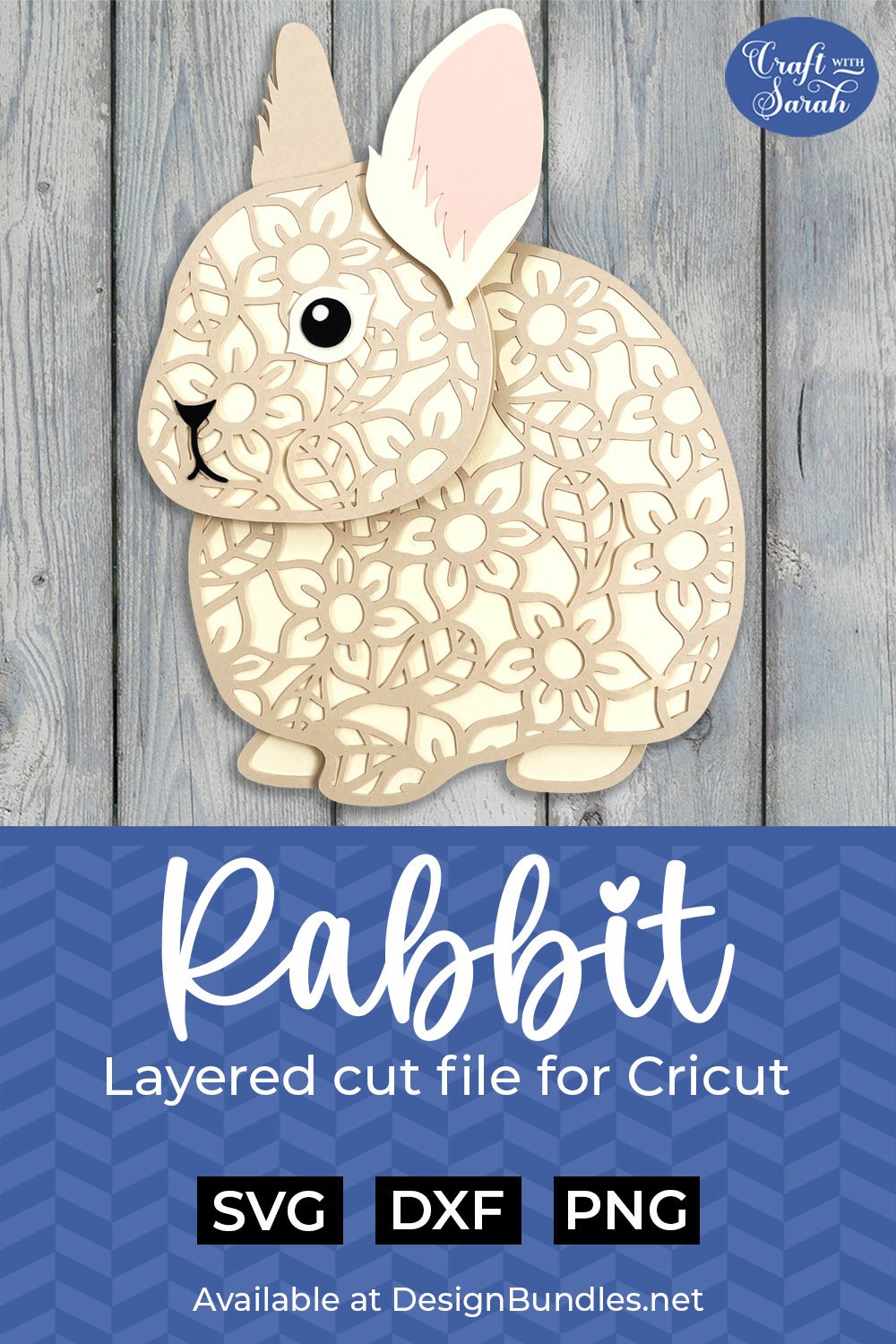 3D Dwarf Rabbit SVG | Layered Baby Bunny Rabbit Paper Cut