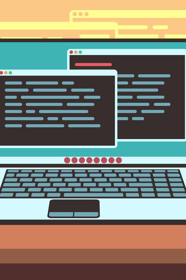 Java code on laptop screen. Programming and coding vector co