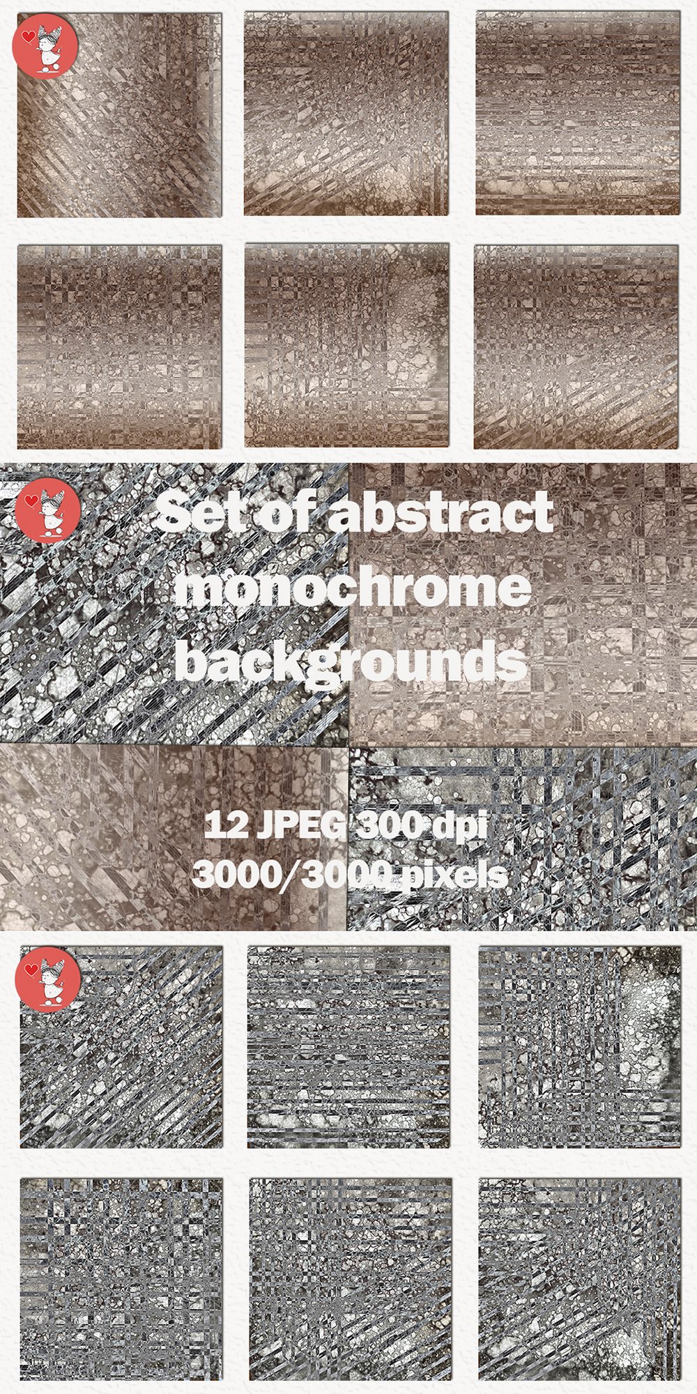 Set of abstract monochrome backgrounds