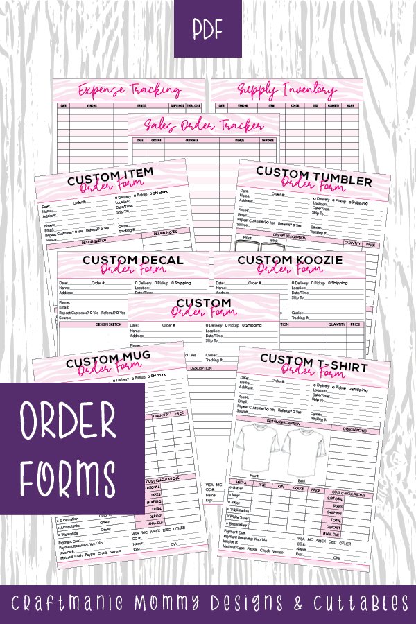 Craft Business Custom Order Tracker Forms - Pink Zebra (1135112 ...