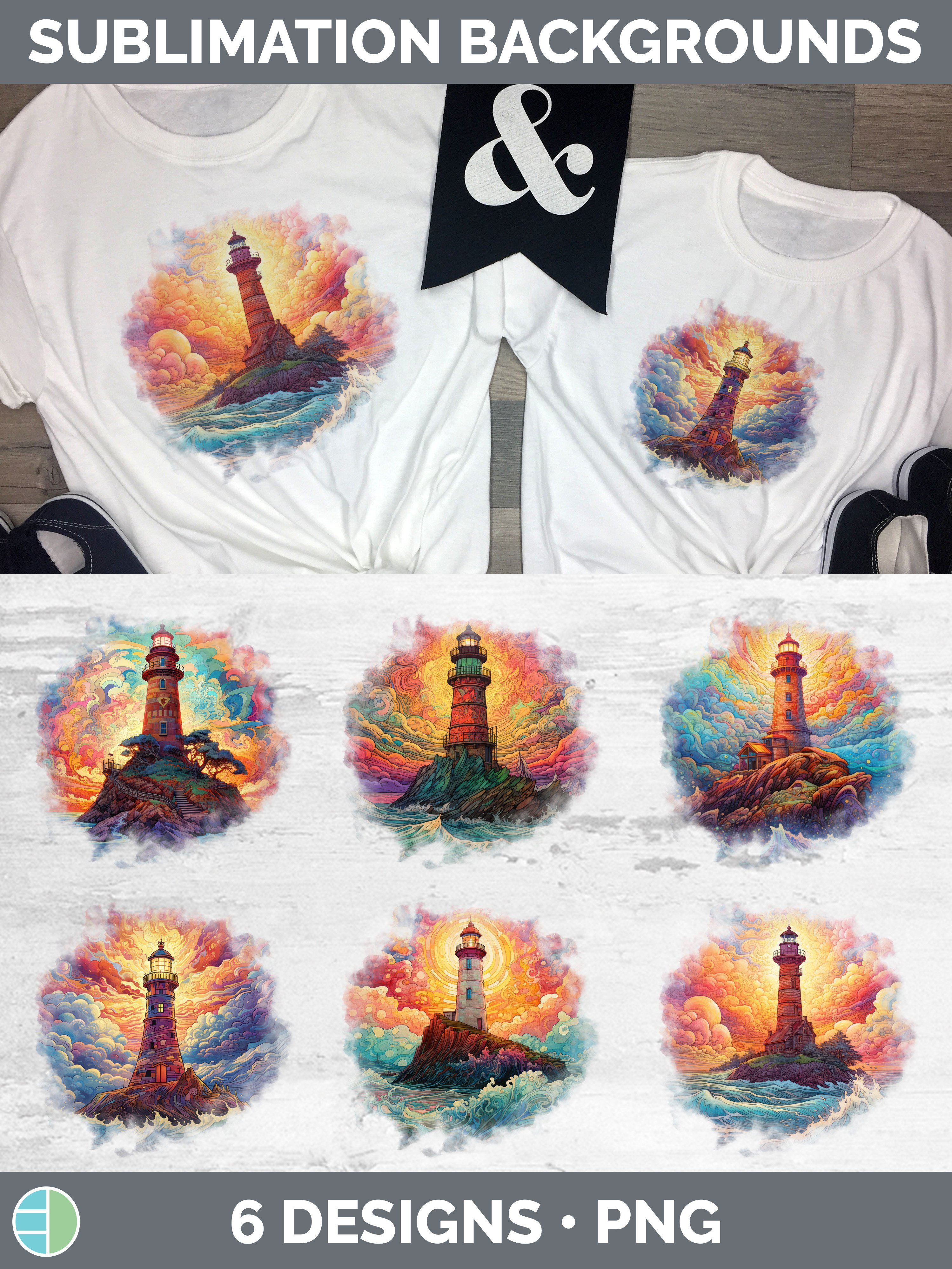 Psychedelic Lighthouse Grunge Background | Sublimation Distr