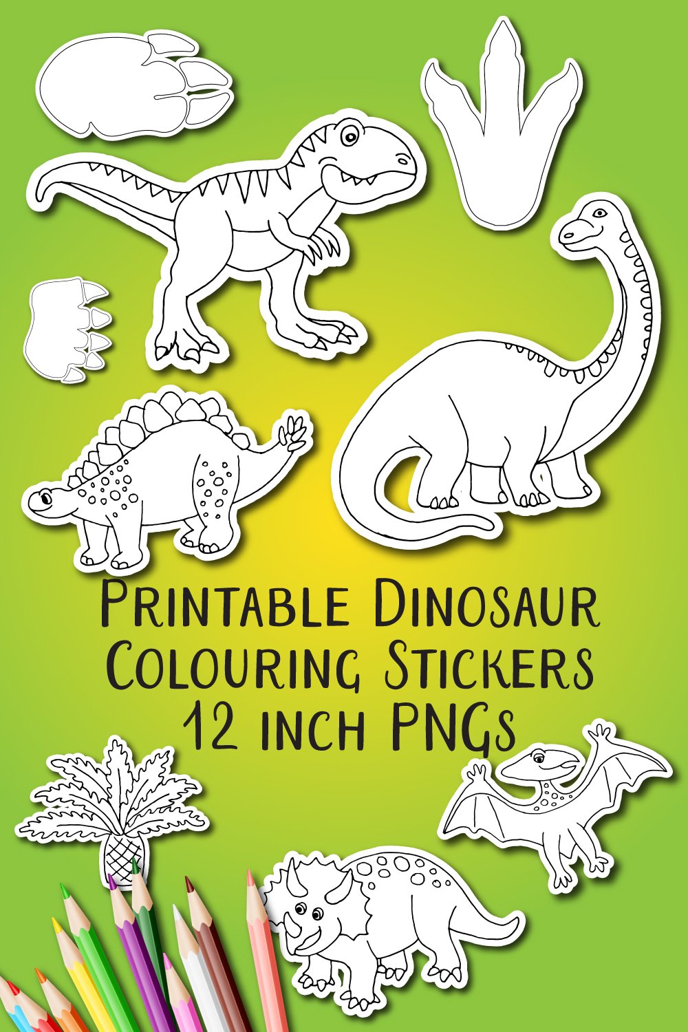 Dinosaur Stickers Printable | Black and White Dino Stickers