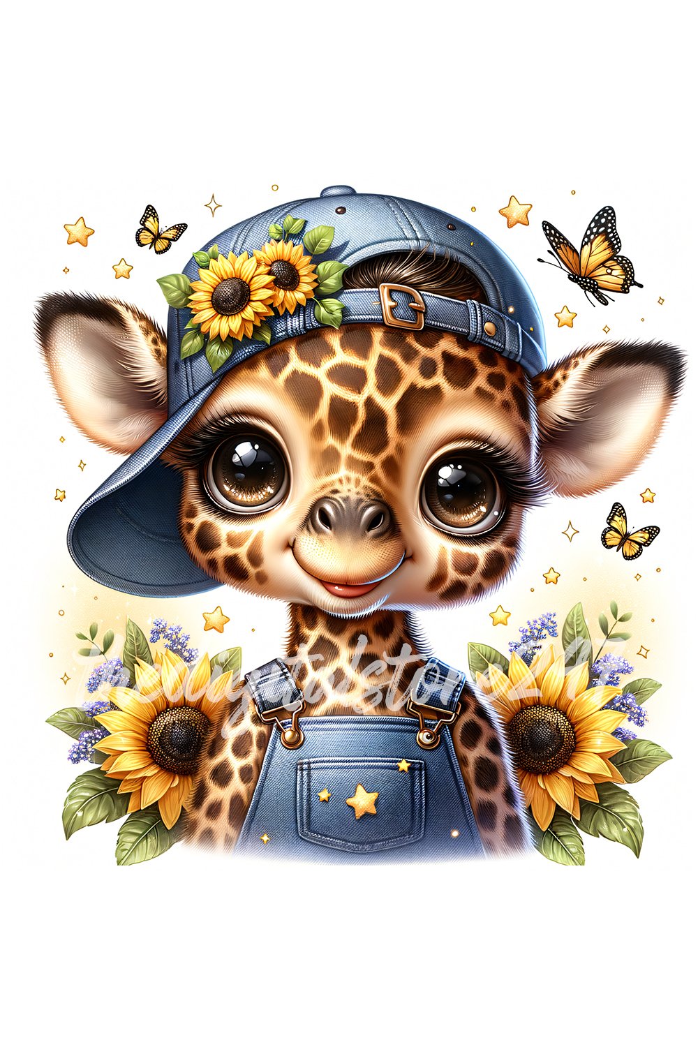 Cute Giraffe with Sunflowers JPG File (3551507)