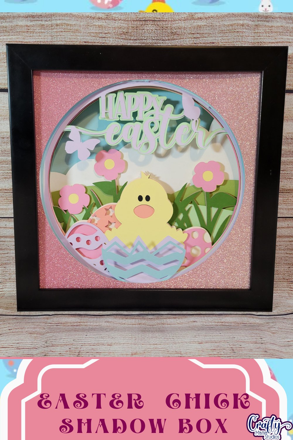 Happy Easter Svg Shadow Box, 3D Layered Easter Chick File