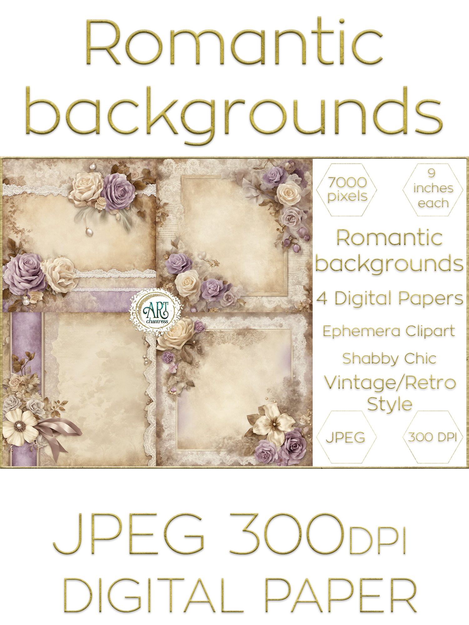 Vintage watercolor digital papers backgrounds soft (2965934)