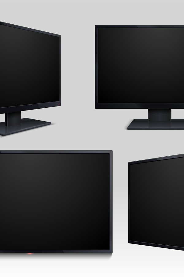 Flat tv screen and computer lcd monitor isolated 3d mockup f