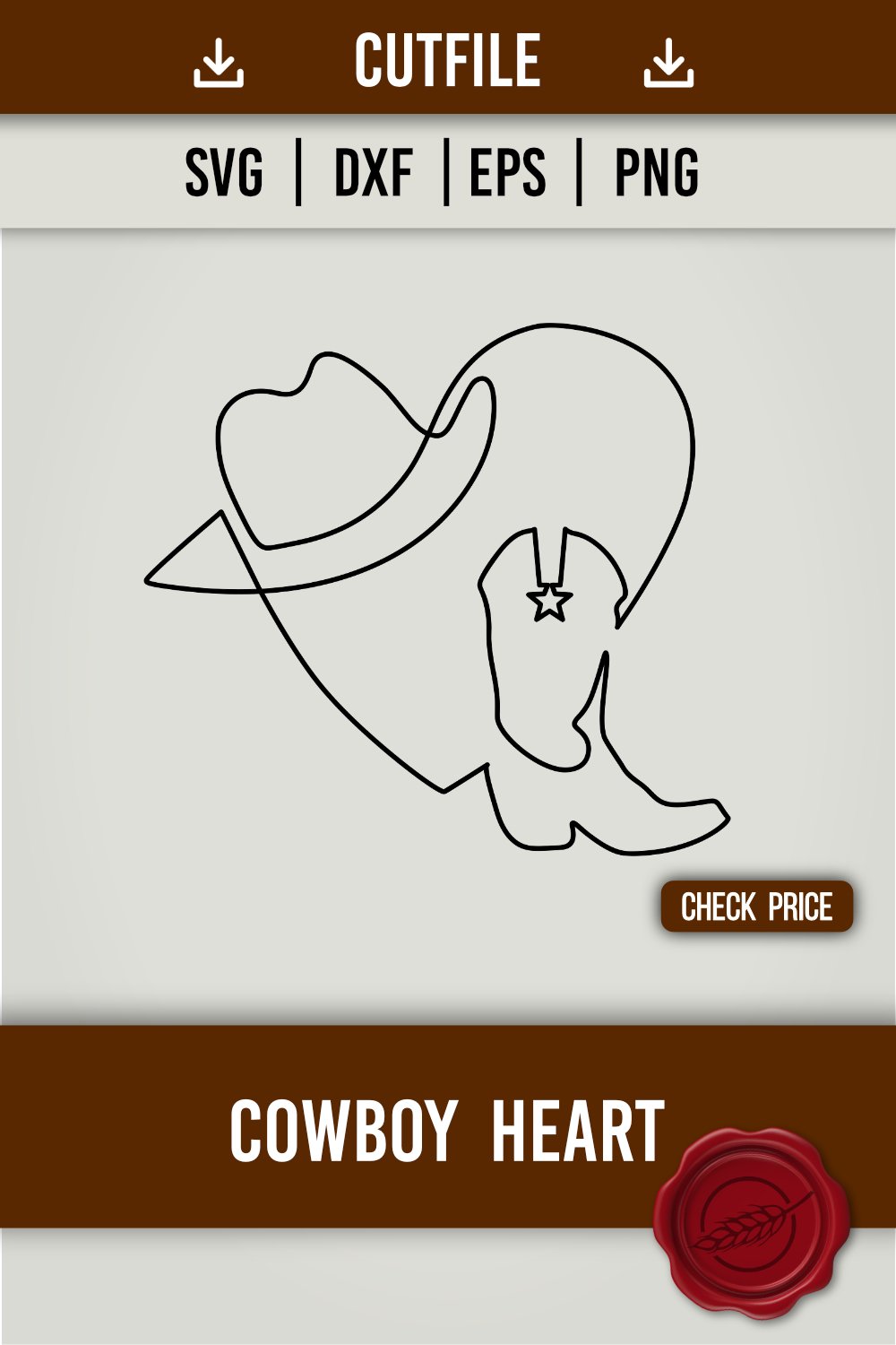 Cowboy-Themed Heart Design, SVG cutfile