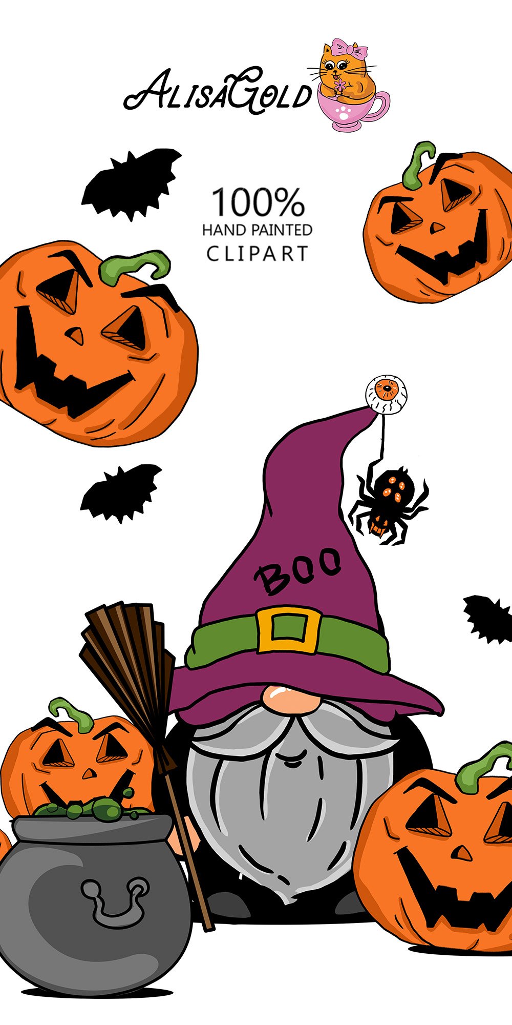 Dwarf witch for Halloween, dwarf for Halloween, Pumpkin