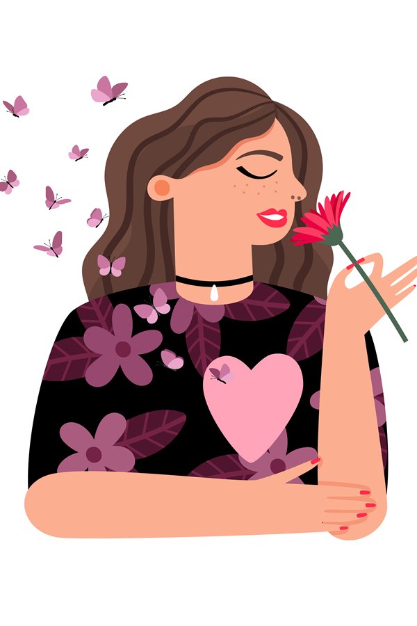 Proud girl loving yourself