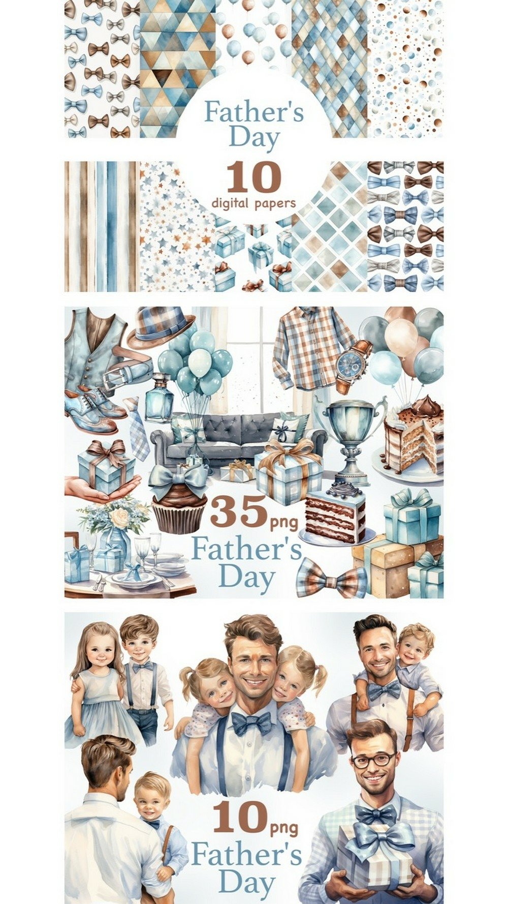 Fathers Day Clipart Bundle | Daddy Illustration Set