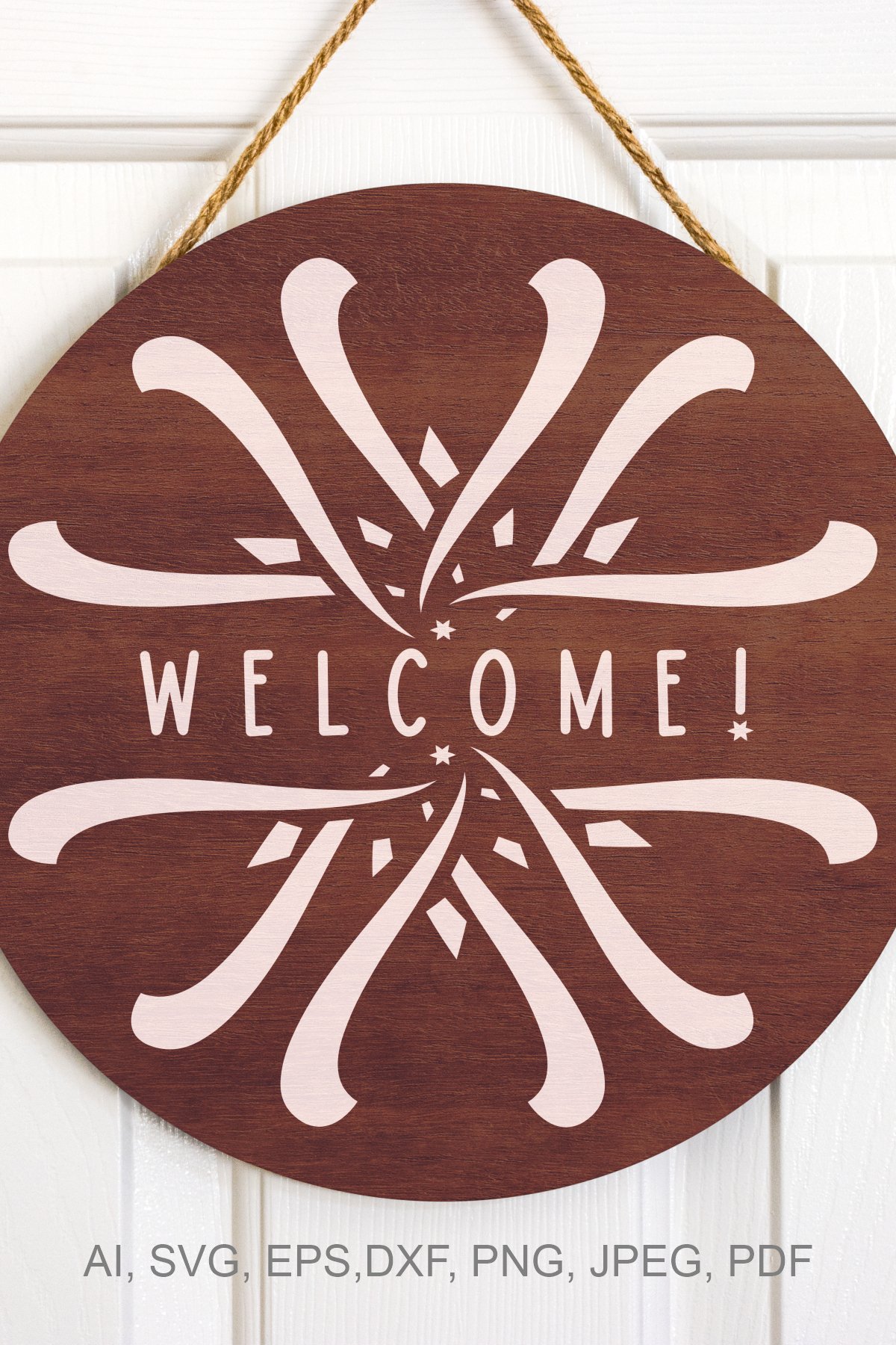 Round Welcome Split Flourish Snowflake Design for Door Signs