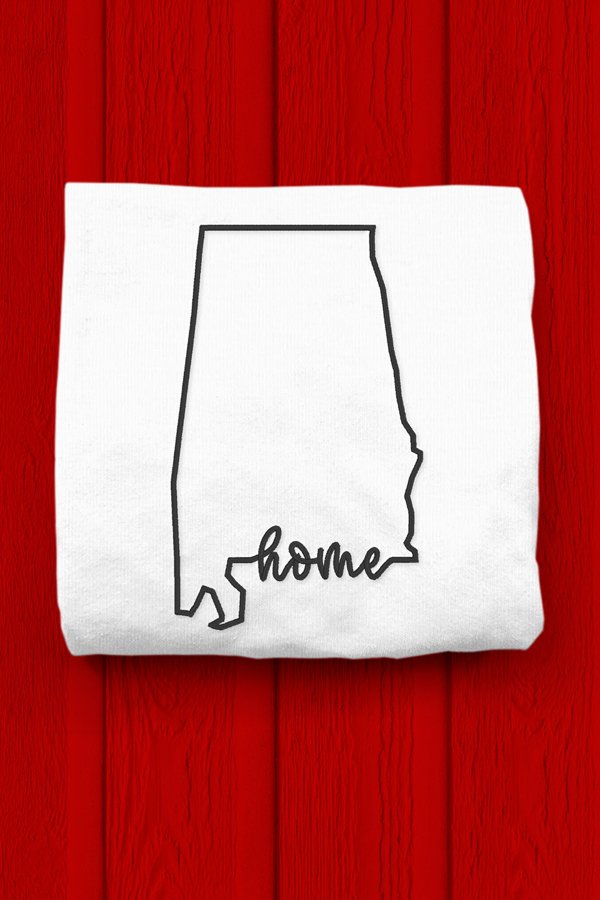 Alabama Outline - Sweet Home State! Embroidery Design