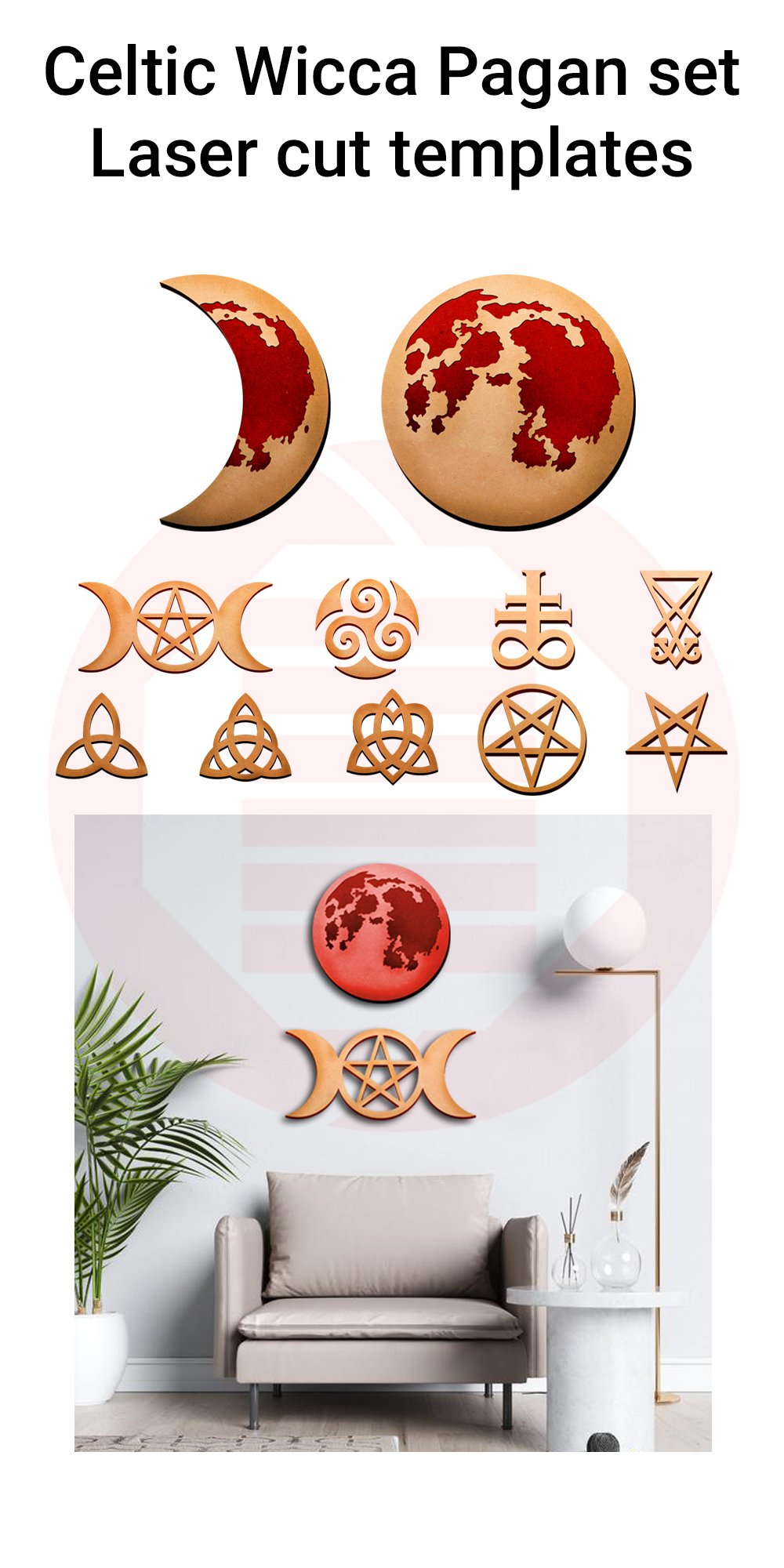 Celtic Wicca Pagan laser cut Moon glowforge svg diy crafts