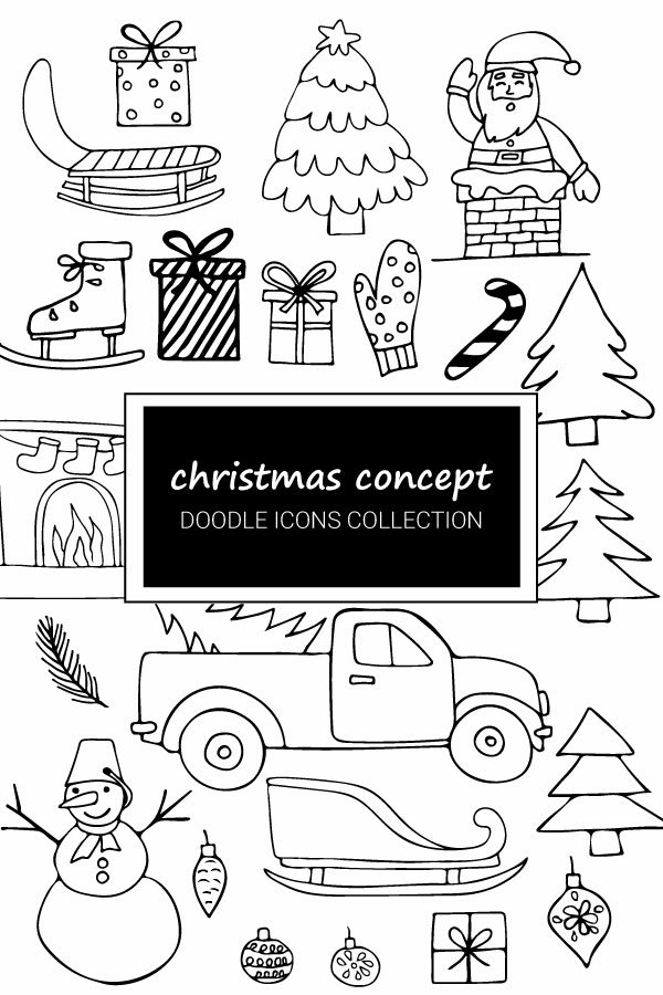 Christmas doodle illustrations set