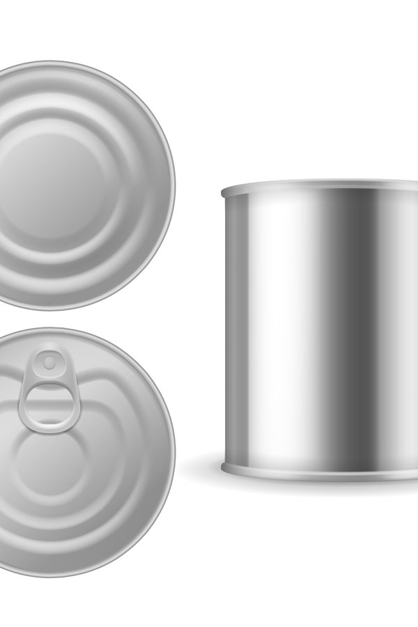 Metal tin can. Canned foods mockup, aluminium steel package