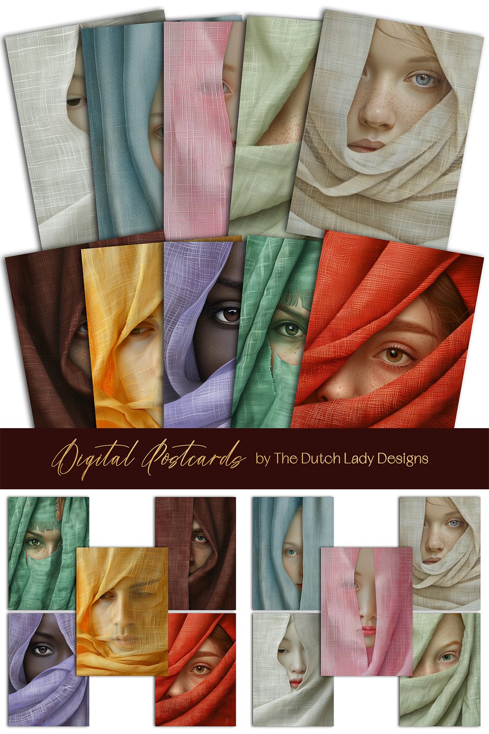 Faces In Linen Postcard and Art Print Set