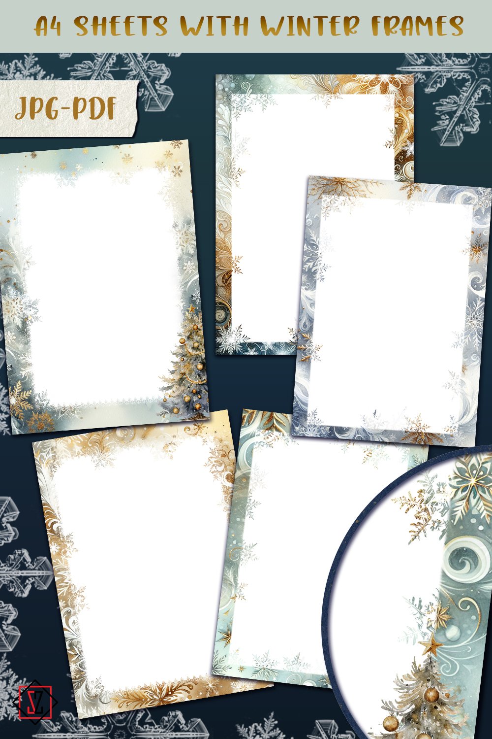 A4 sheets with winter frames