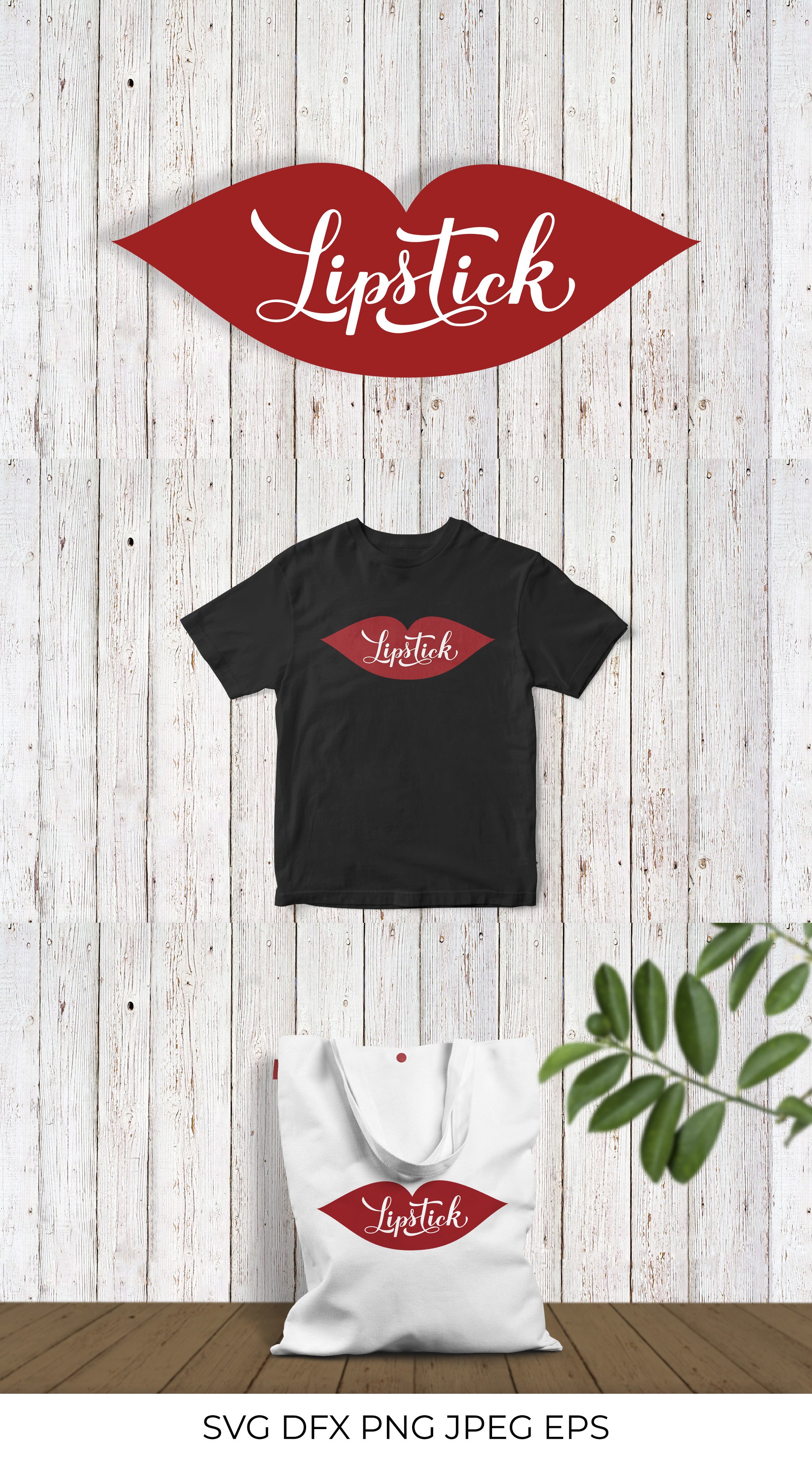 Lipstick Day calligraphy hand lettering on red lips SVG