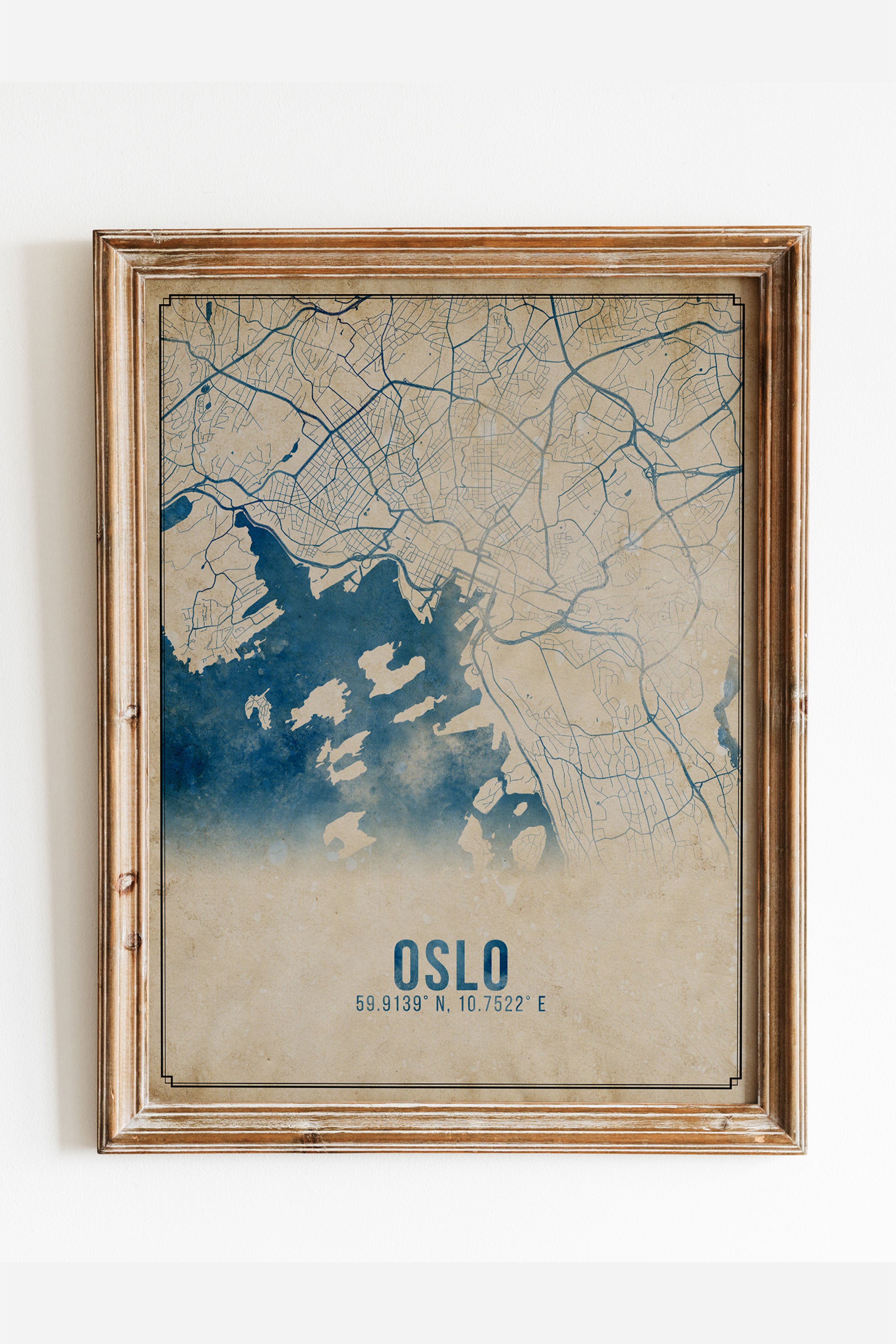 Oslo Antique Watercolor City Map Poster