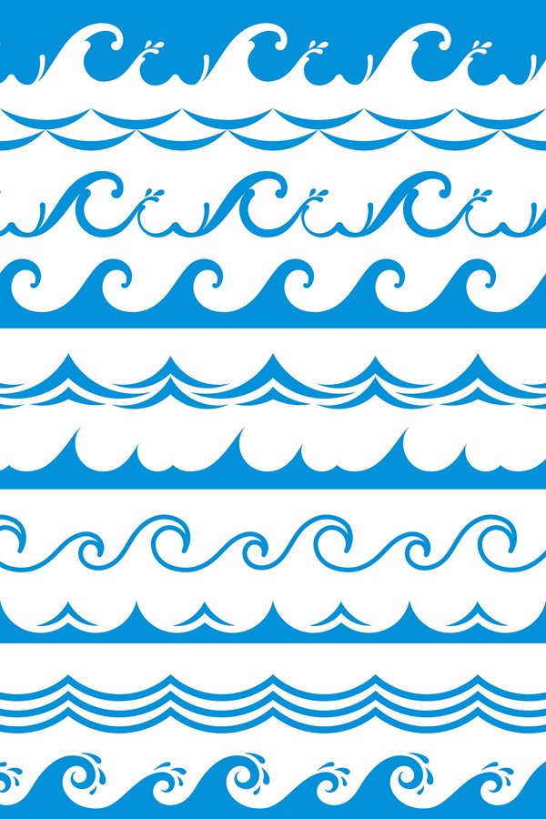 Sea wave frame. Seamless ocean storm tide waves (972192)