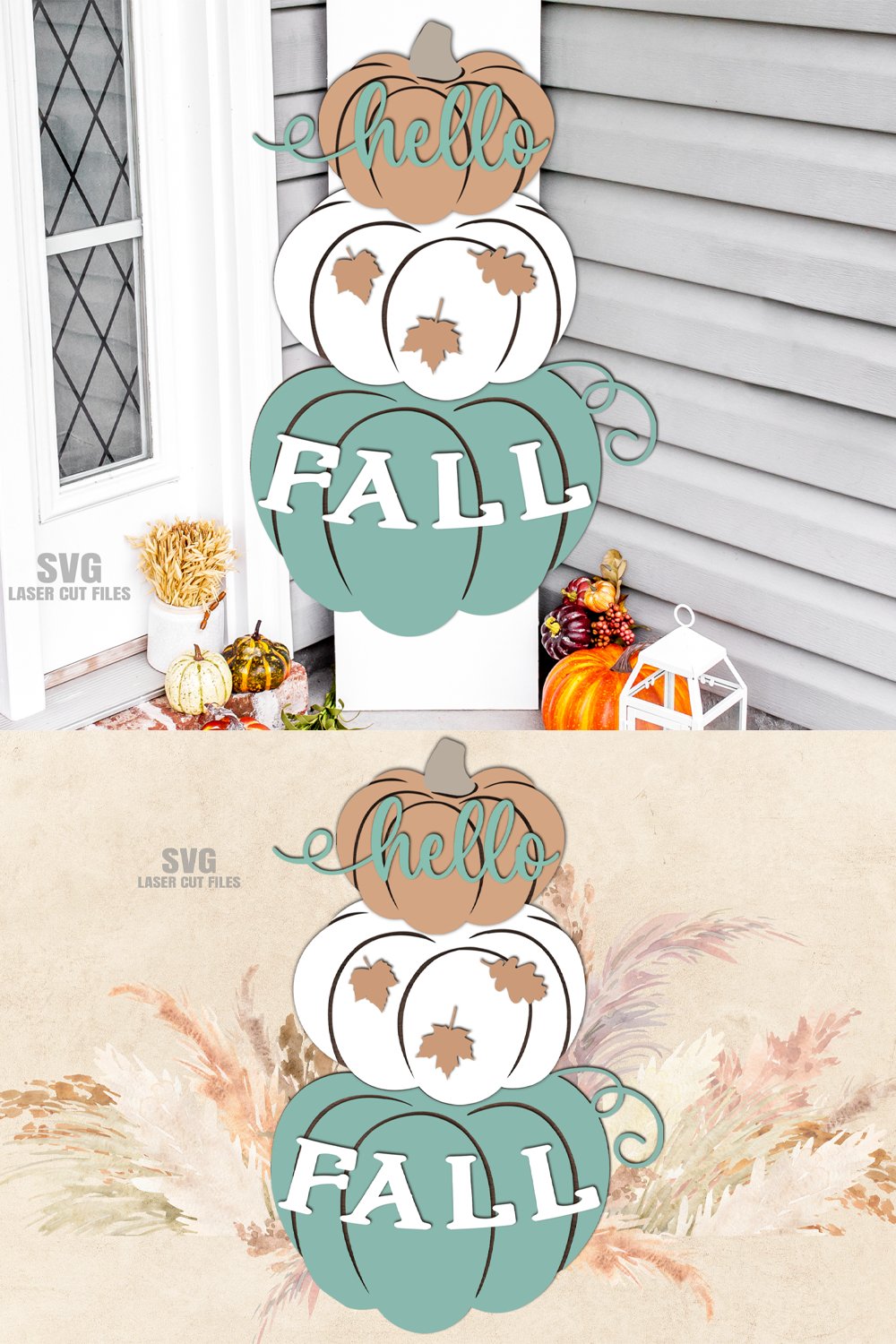 Hello Fall SVG Laser Cut Files | Stacked Pumpkin SVG