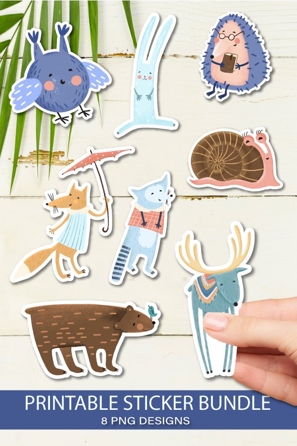 Cute animals bundle PNG | Printable Stickers for Cricut