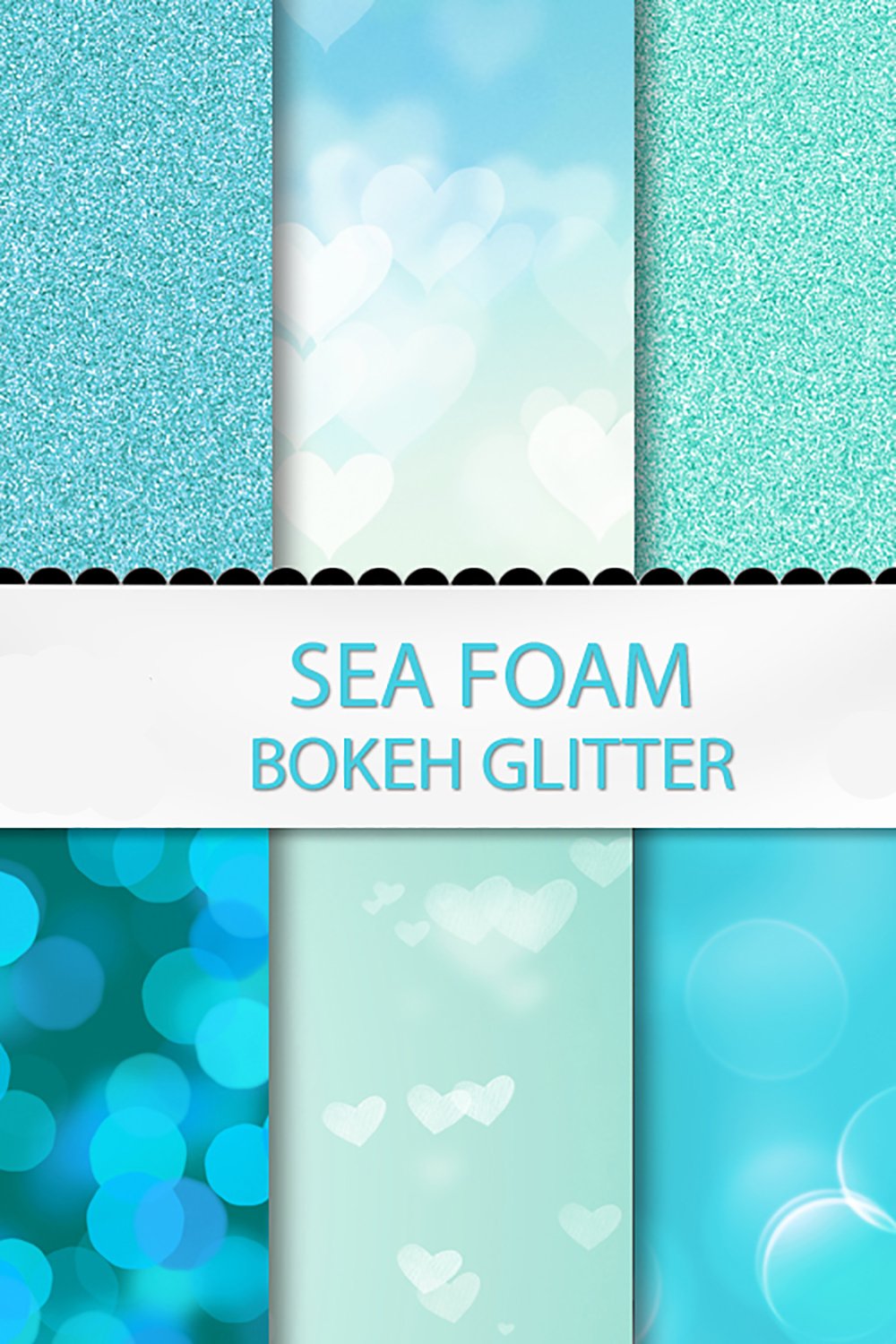 Sea Foam bokeh and glitter digital papers