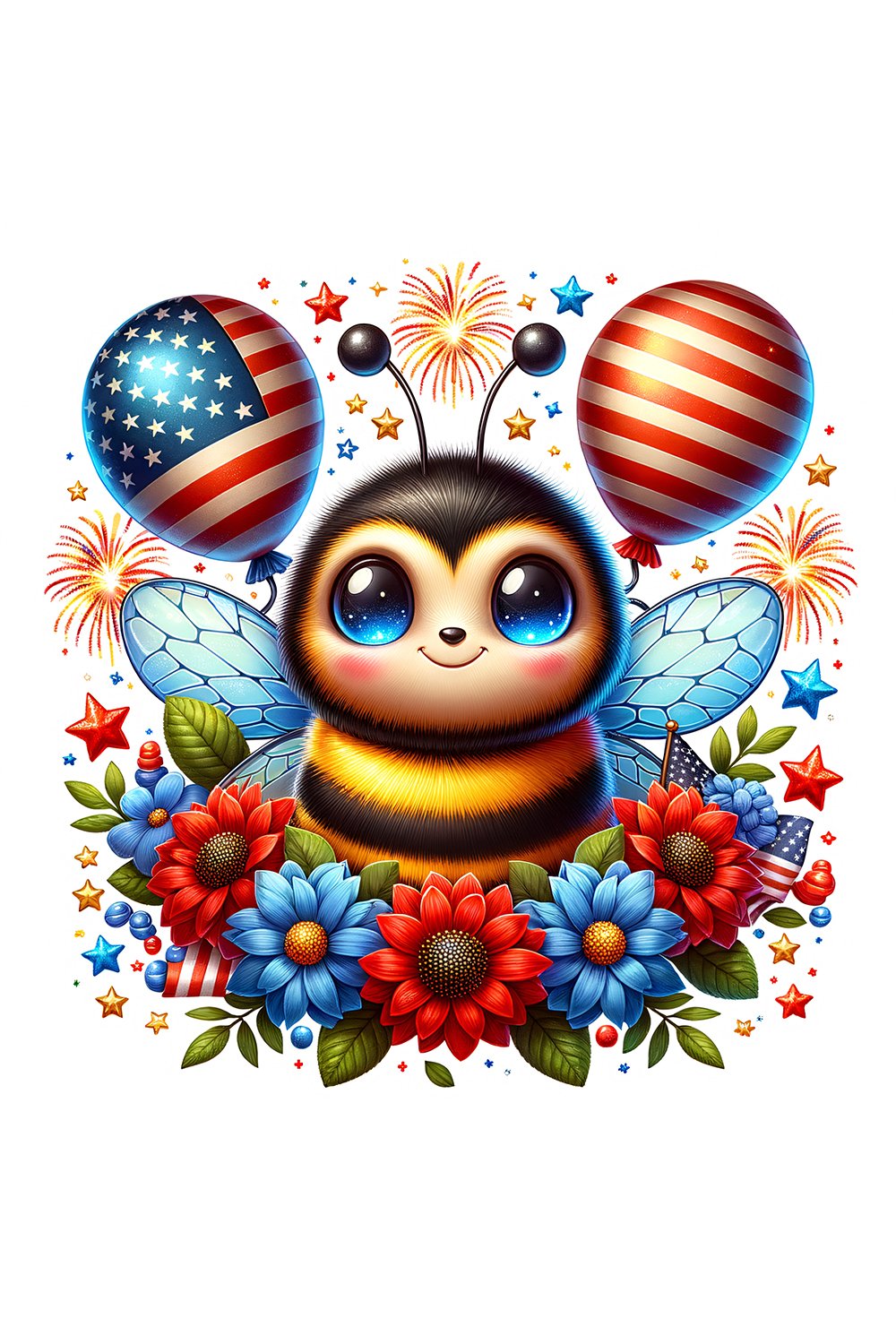 Bumble Bee Sublimation, USA Flag, Patriotic Clipart