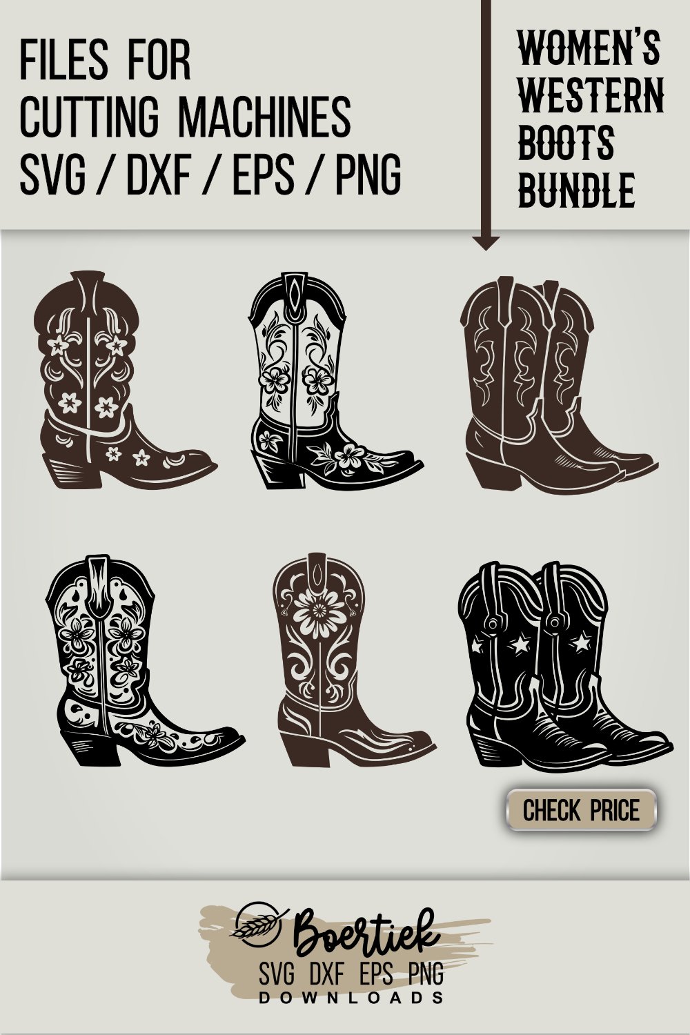 Women's western boot bundle, SVG file