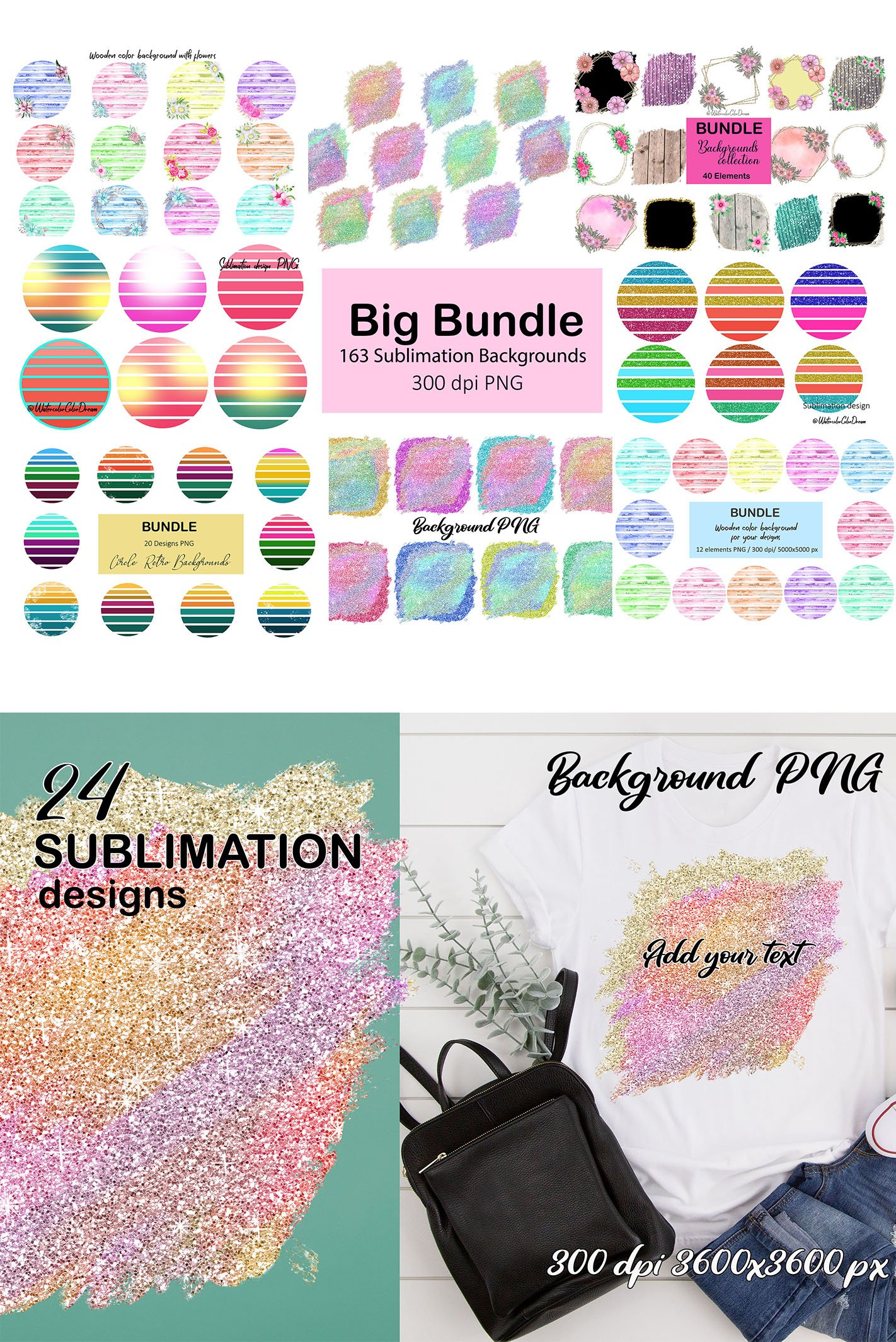 Sublimation Background Bundle | Retro Background clipart
