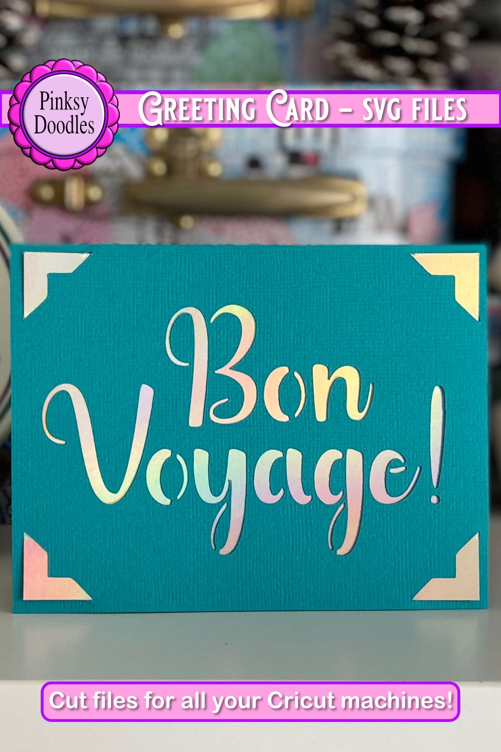 Bon Voyage! greeting card and envelope svg cut files