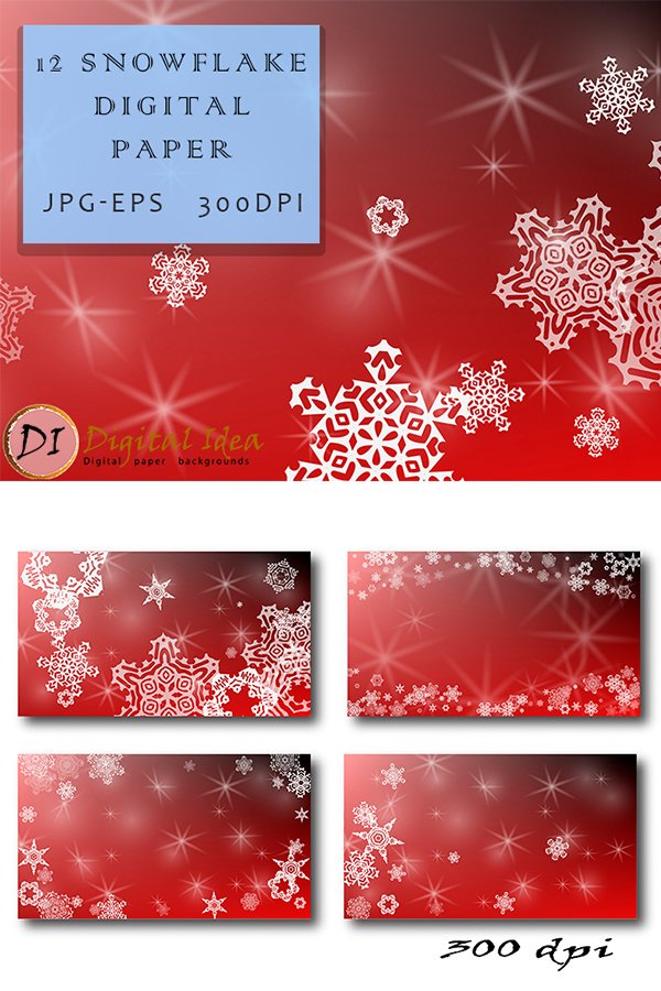 Christmas Backgrounds. 12 snowflake digital paper (985924)