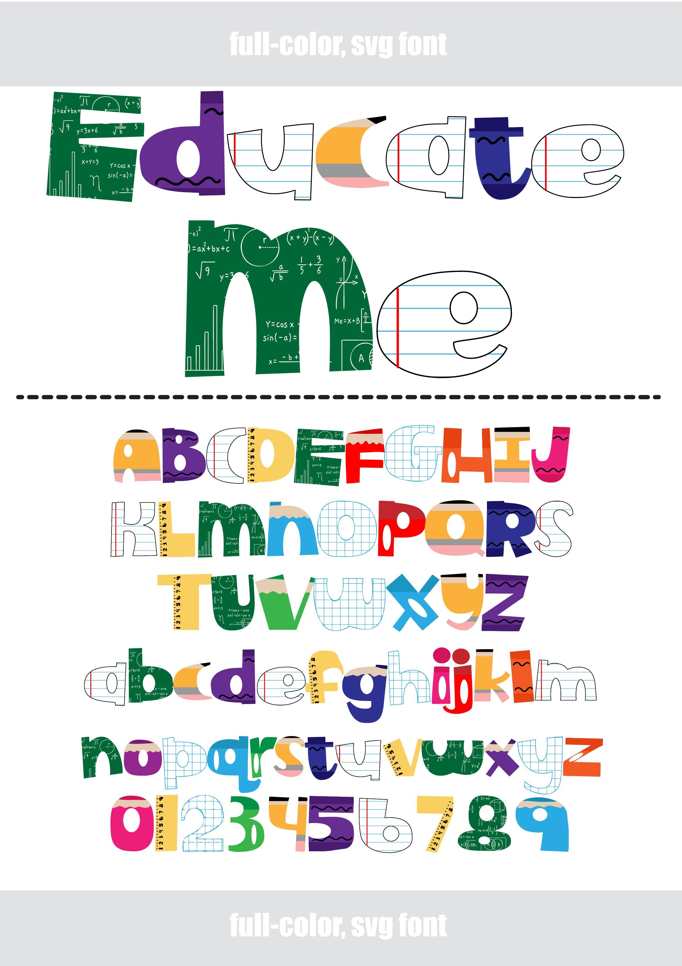 School Themed Full Color SVG Font
