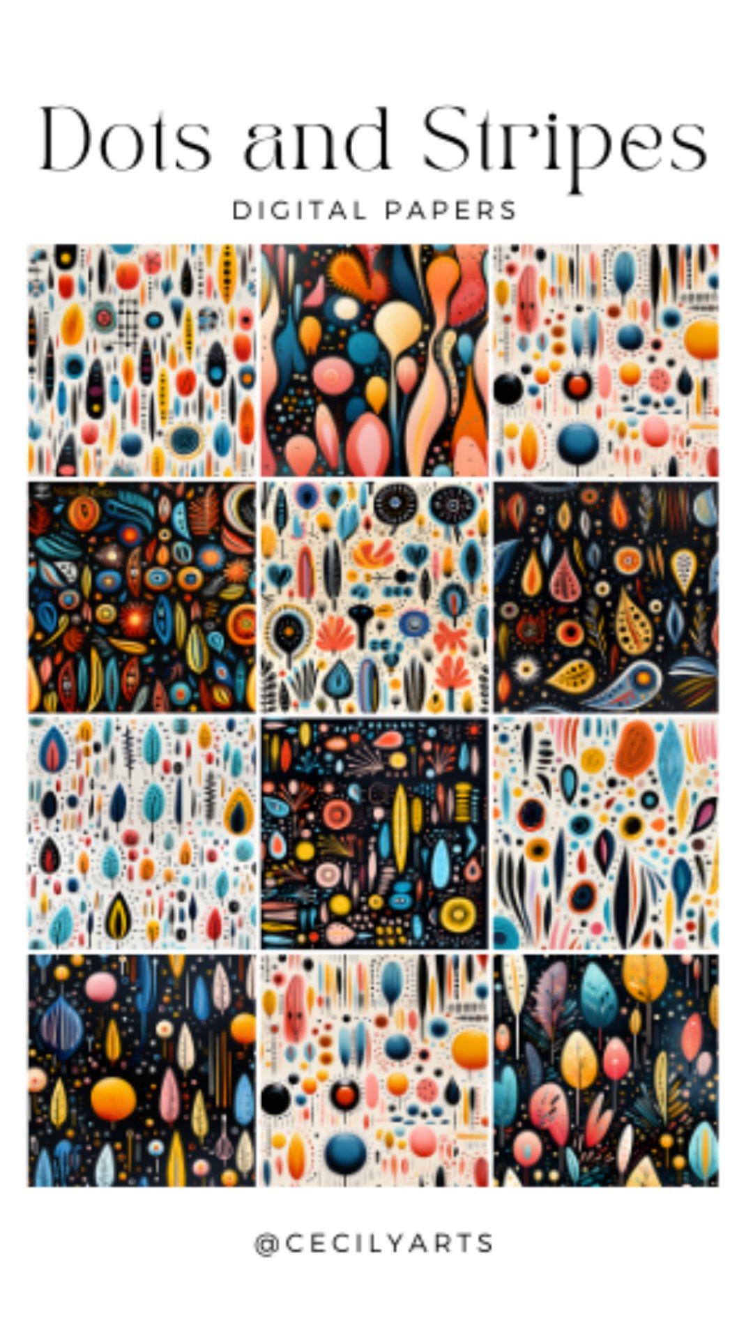 15 Dots and Stripes Seamless Pattern Background