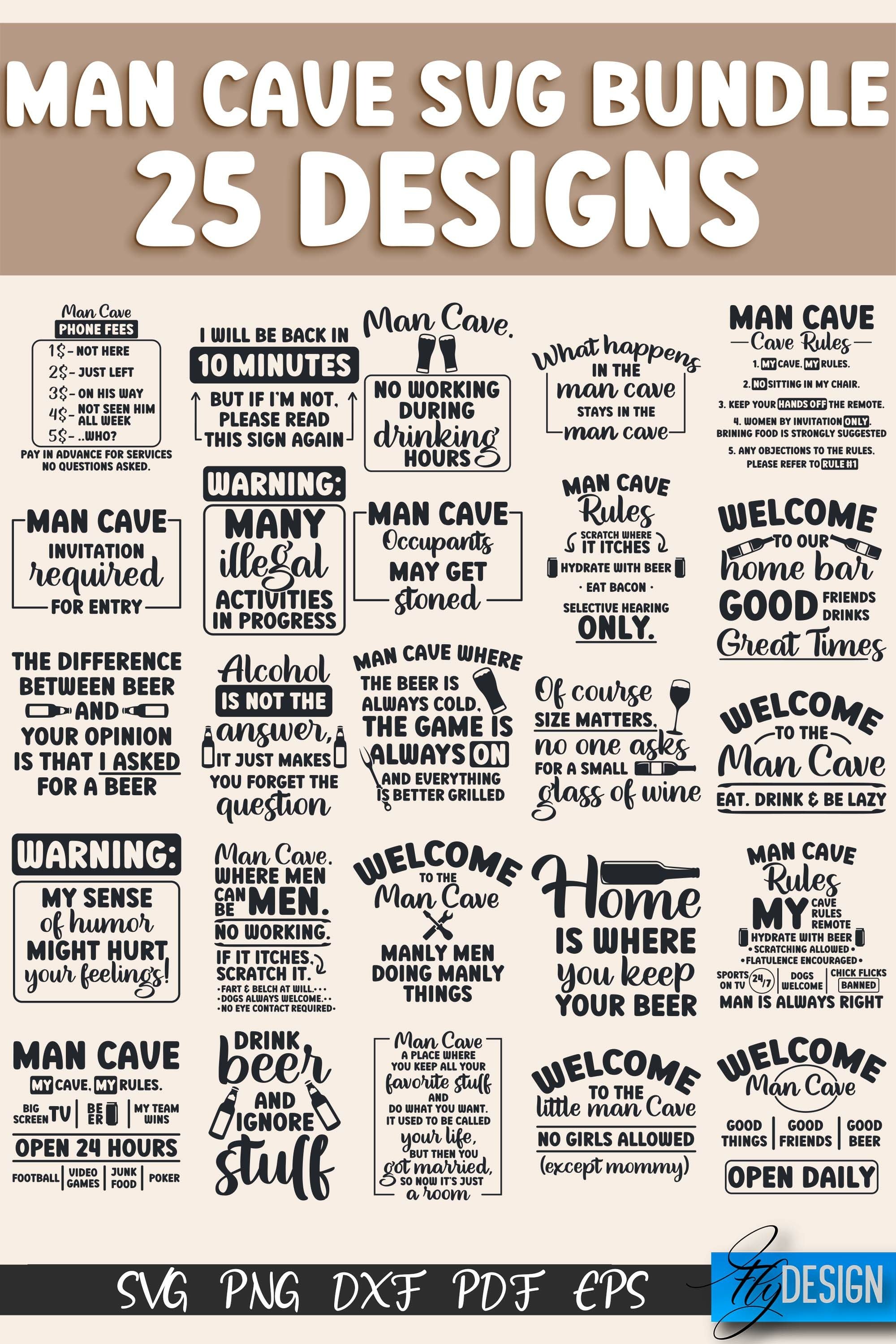 Man Cave SVG Bundle | Man Cave Rules | Funny Signs Design