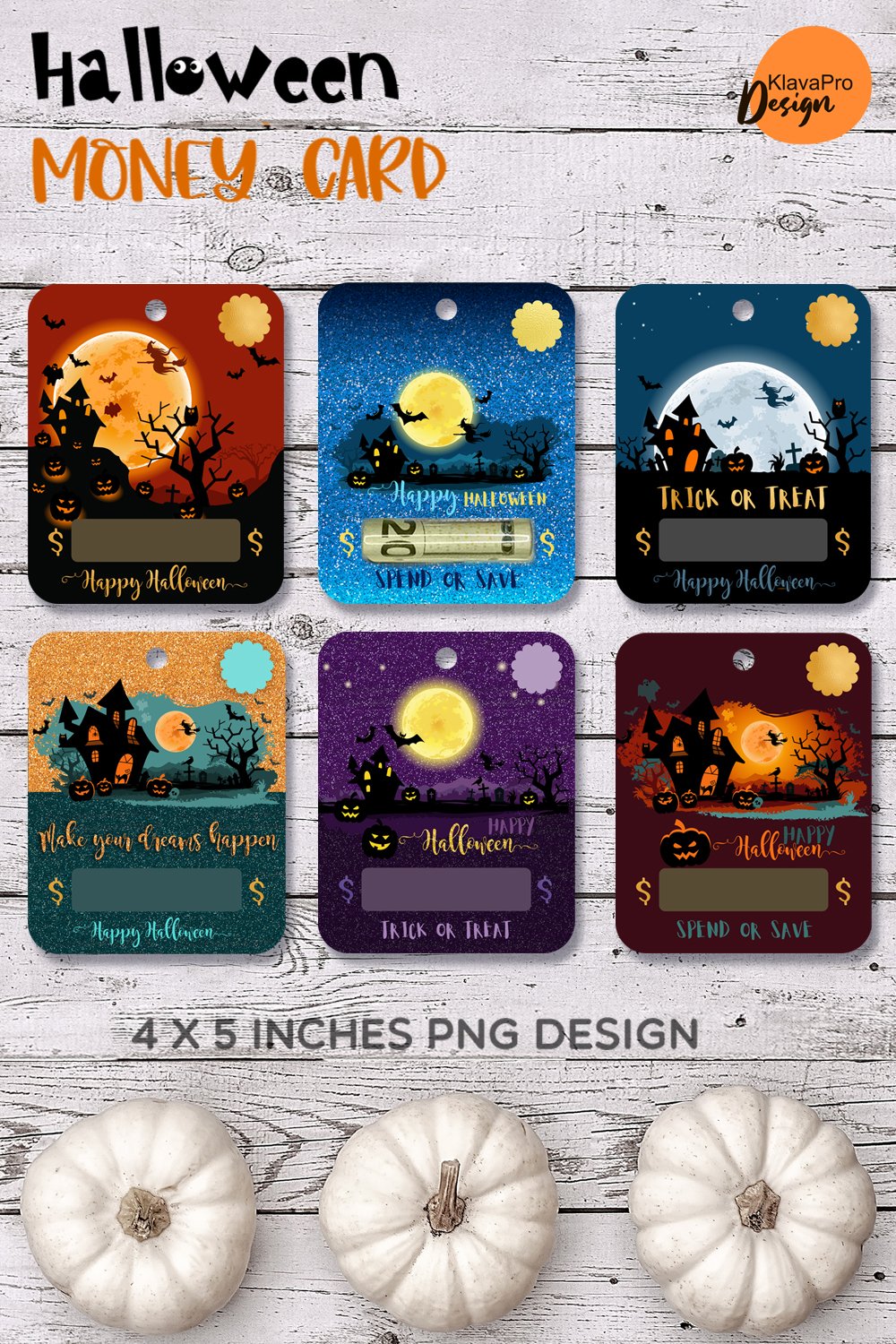 Halloween Money Card 6 PNG Designs | Gift for Halloween