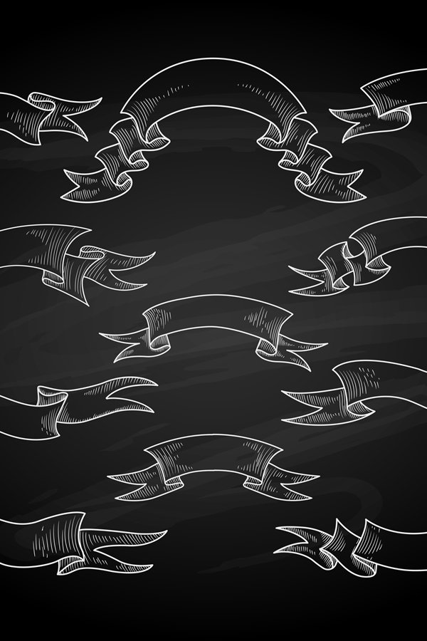 Chalk ribbons on blackboard