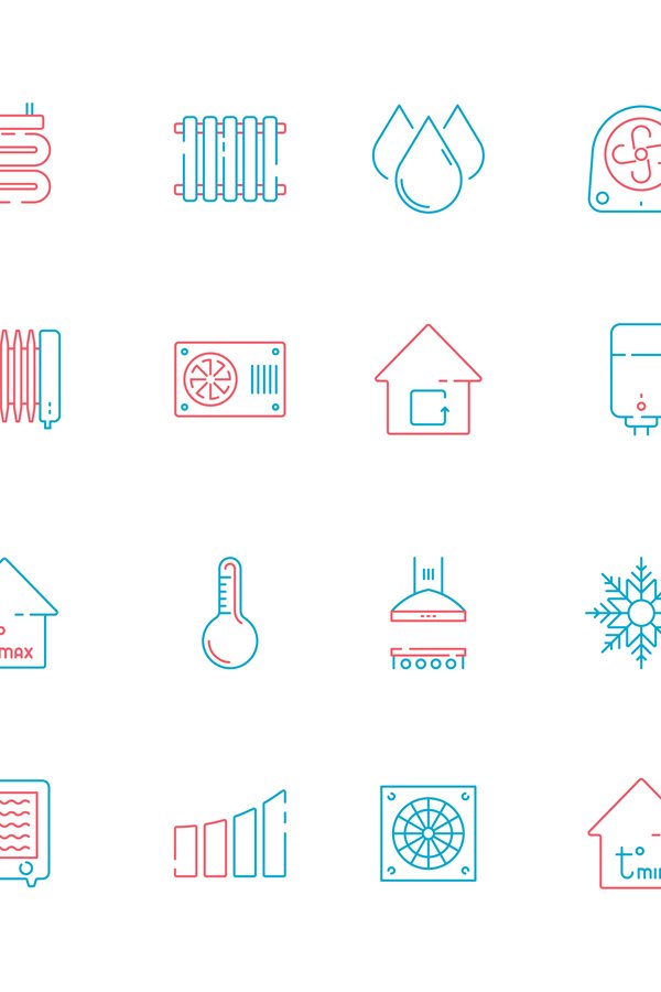 Cooling icons. Heating home conditioning symbols ventilation