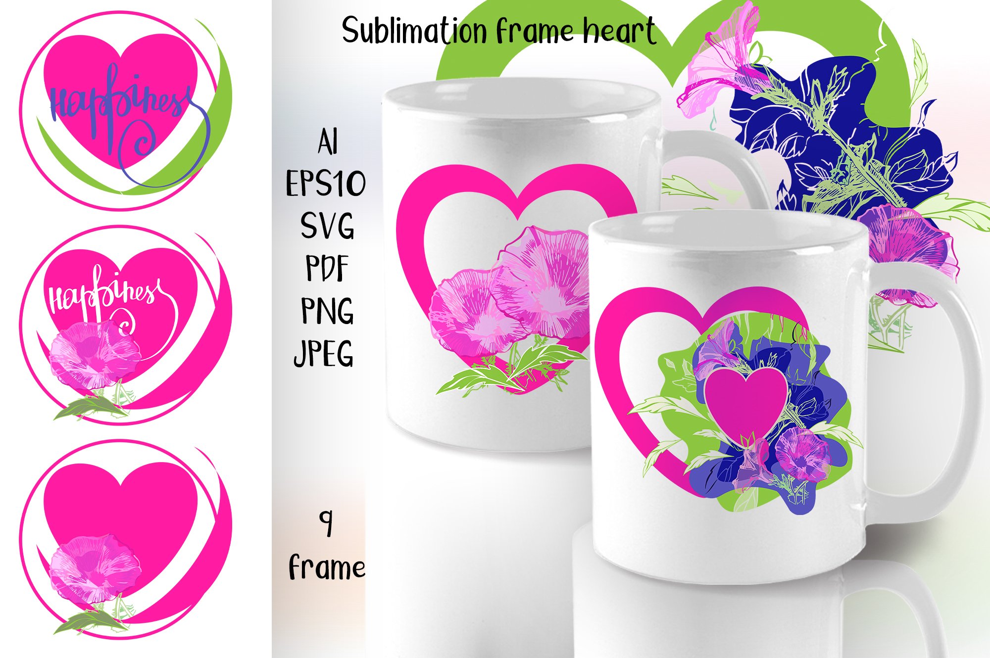 Valentine Sublimation Hearts Elements Bundle (1796132)
