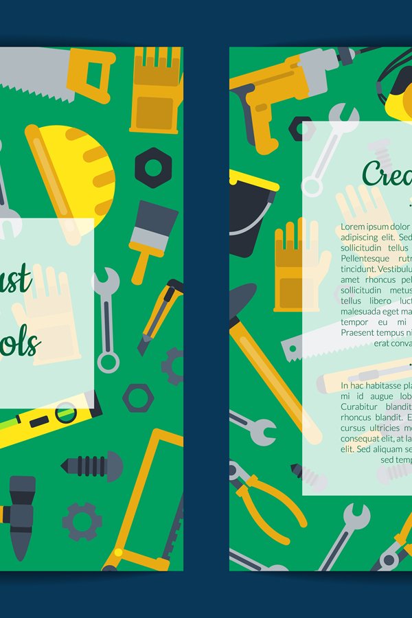 Vector flat construction tools card or flyer (872102)