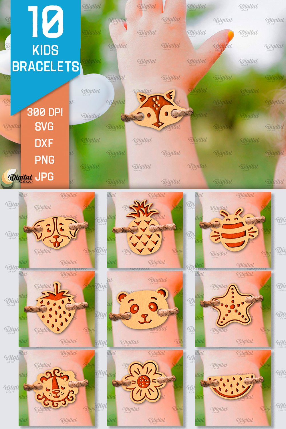 Kids Bracelets Laser Cut Bundle. Children Bracelets SVG