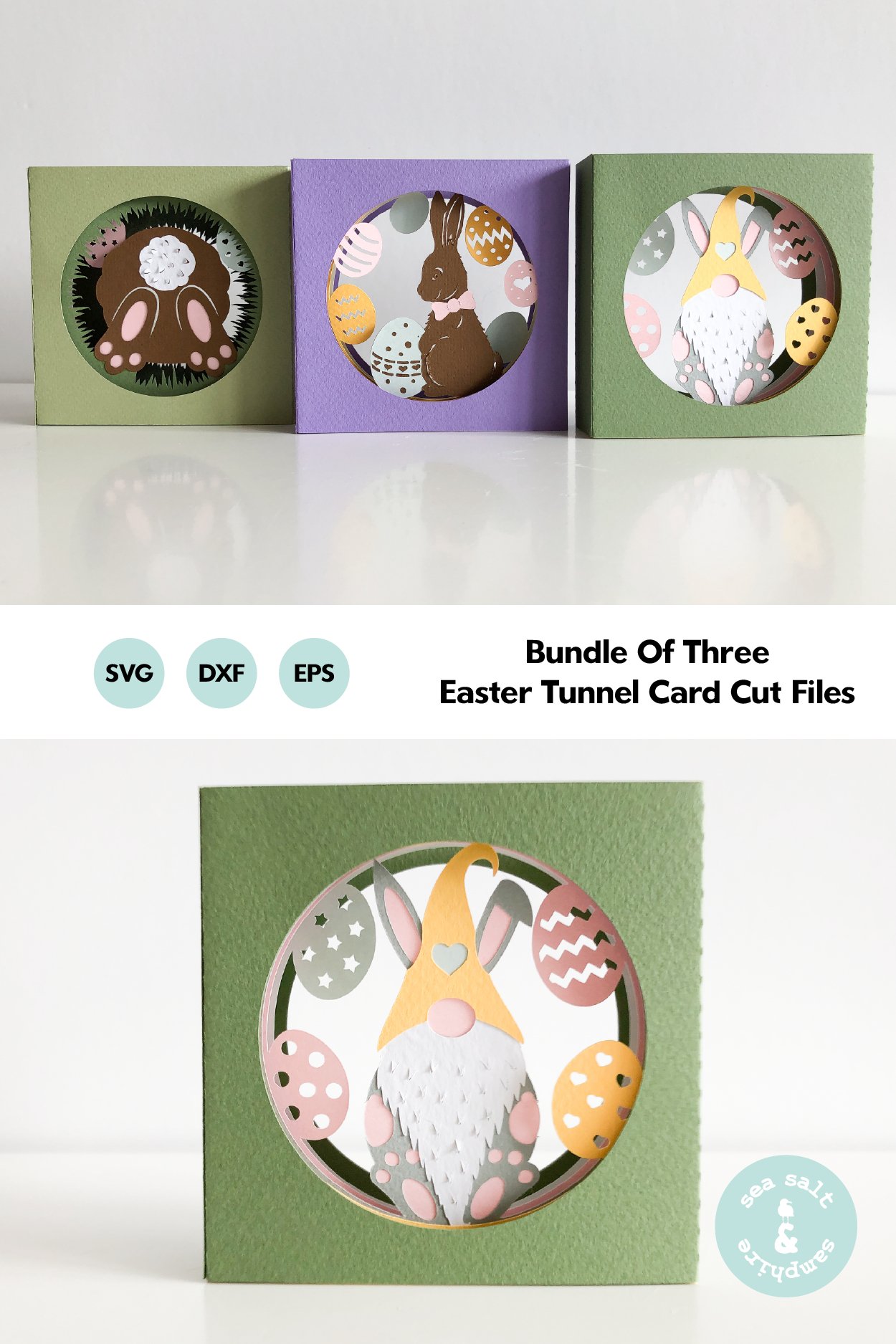 Easter 3D Shadow Box SVG Layered Papercut Tunnel Card Bundle