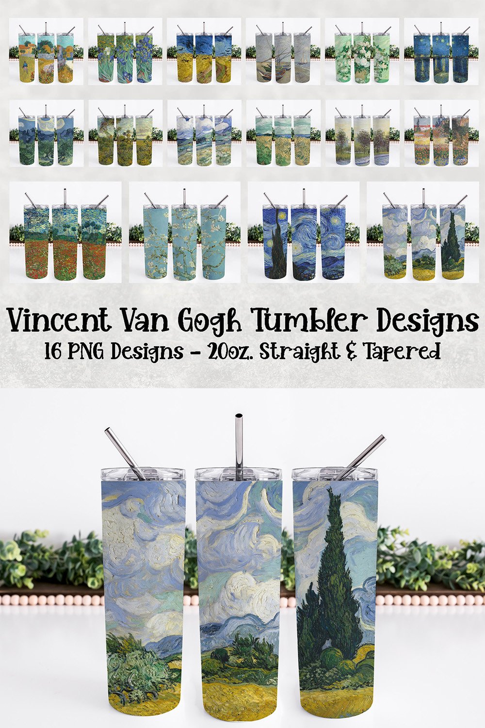 Vincent Van Gogh 20oz Tumbler Sublimation Bundle